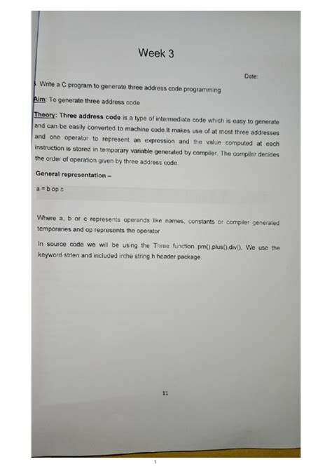 Compiler Design Lab program,program 3 , lab record - Week 3 Date: 3. Write a C program to ...
