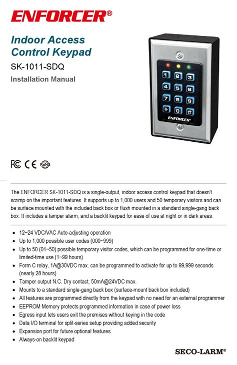 Seco Larm Enforcer Sk 1011 Sdq Installation Manual Pdf Download