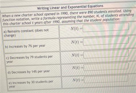 Solved Writing Linear And Exponential Equations When A New Chegg Com