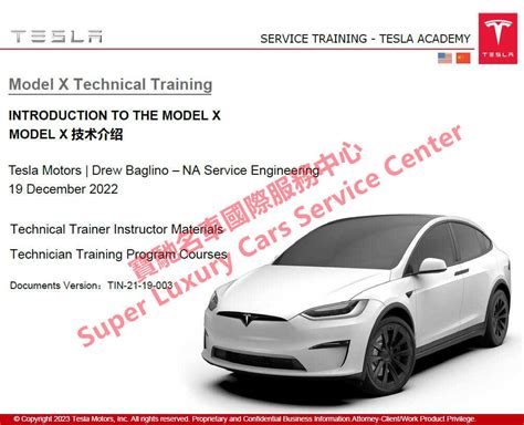 Tesla Electric Vehicles Technical Training Manual Documents Materials