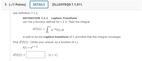solved use definition 7 1 1 definition 7 1 1 laplace