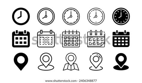 Time Date Location Icons Different Shapes Stock Vector Royalty Free Shutterstock