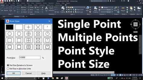 Autocad Point Command In Hindi Point Style And Point Size Youtube
