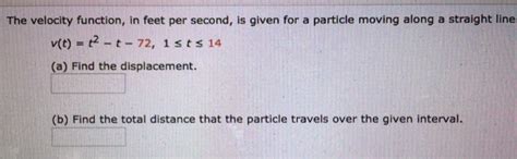 Solved The Velocity Function In Feet Per Second Is Given