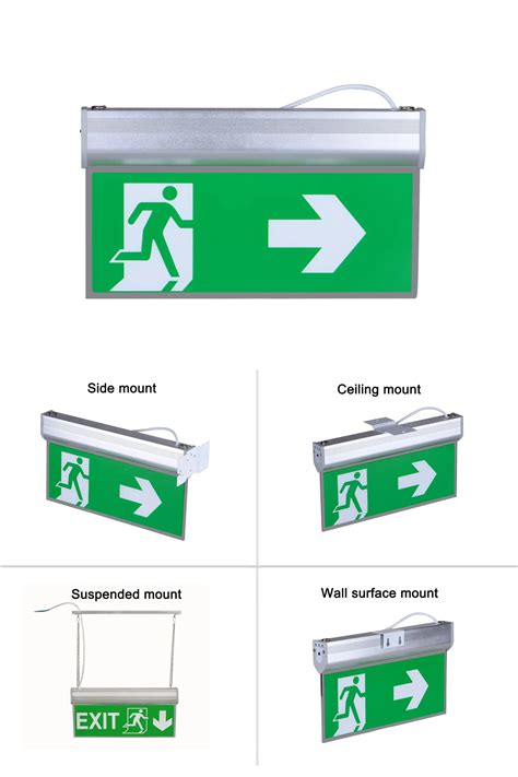 Exit Sign Running Man Arrow Left And Right 3 Year Warranty Photoluminescent Fire Exit Signs