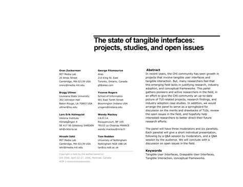 Pdf The State Of Tangible Interfaces Projects Studies And Open Issues