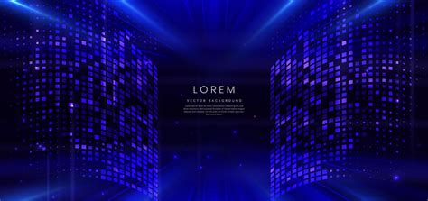 Abstract Technology Futuristic Digital Concept Square Pattern With Lighting Glowing Particles