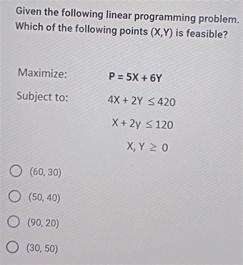 Solved Given The Following Linear Programming Problem Which Of The