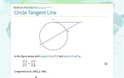 Circle Tangent Line From Wolfram MathWorld