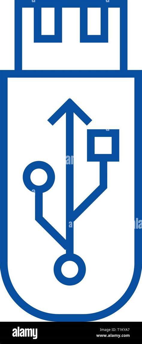 Usb Flash Memory Card Line Icon Concept Usb Flash Memory Card Flat Vector Symbol Sign