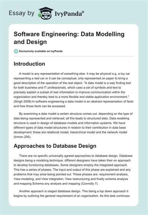 software engineering data modelling and design 1210 words