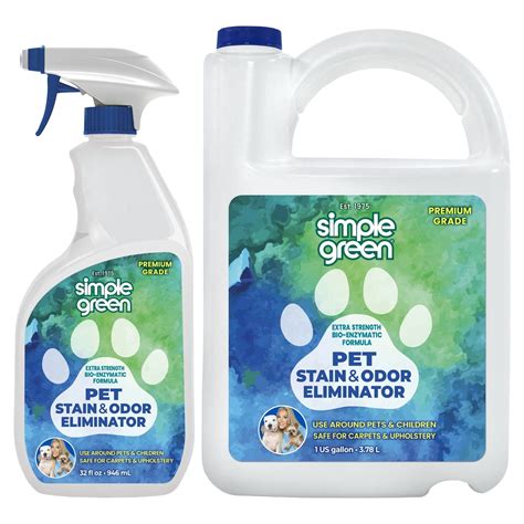 Simple Green Pet Stain And Odor Eliminator 32 Oz Spray And 1 Gal Refill
