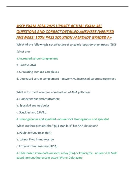 Ascp Exam Update Actual Exam All Questions And Correct Detailed Answers Verified Answers 100