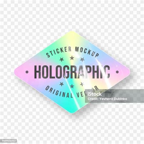홀로그램 스티커 모형 마름모이 모양 종이 홀로그램 스티커와 구겨진 질감의 라벨 홀로그램 스티커 및 플라스틱 질감 패치 0명에 대한 스톡 벡터 아트 및 기타 이미지 Istock