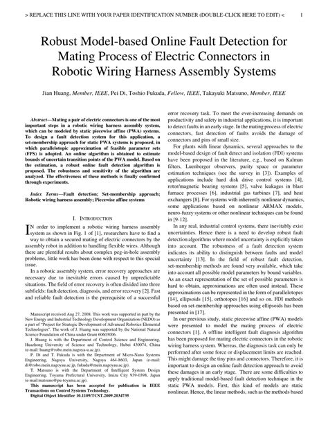 Pdf Robust Model Based Online Fault Detection For Mating Process Of