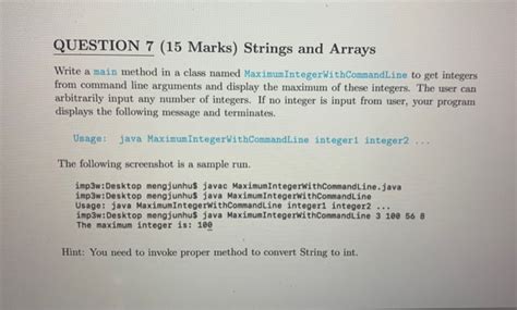 solved question 7 15 marks strings and arrays write a main