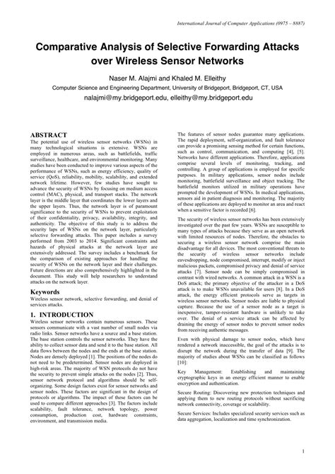 Pdf Comparative Analysis Of Selective Forwarding Attacks Over