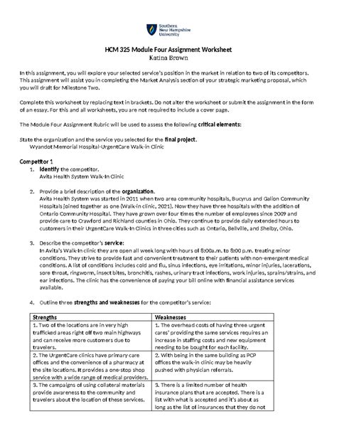 Hcm 325 Module Four Assignment Worksheet Hcm 325 Module Four Assignment Worksheet Katina Brown