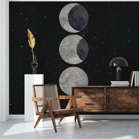 Silver Moon Phases Wallpaper Happywall