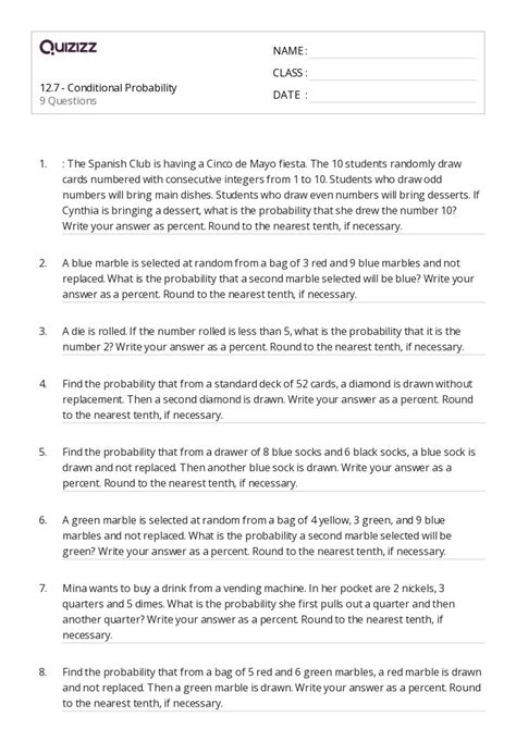 50 Conditional Probability Worksheets For 9th Year On Quizizz Free