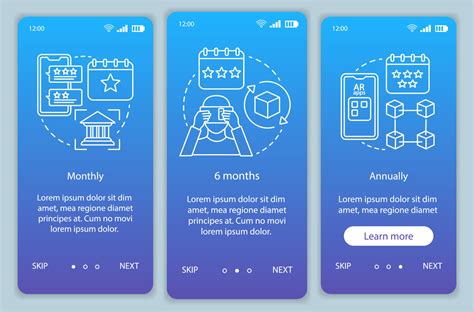 Ar Tool Subscription Onboarding Mobile App Page Screen Vector Template Walkthrough Website