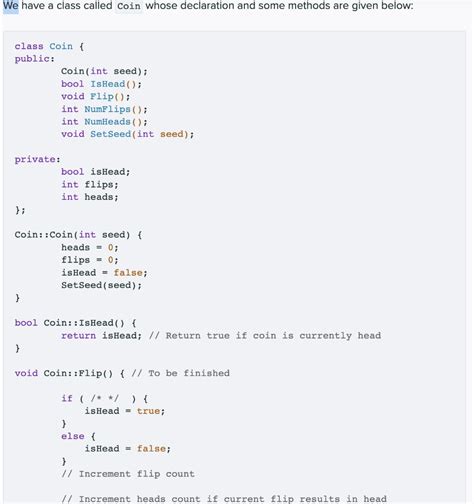 Solved We Have A Class Called Coin Whose Declaration And