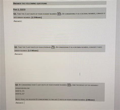 Solved ANSWER THE FOLLOWING QUESTIONS PART CLO Q TAKE Chegg Com