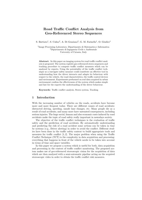 Pdf Road Traffic Conflict Analysis From Geo Referenced Stereo Sequences