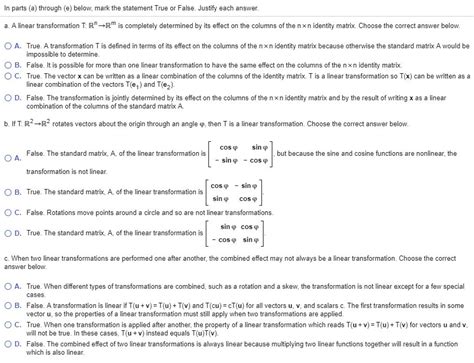 solved in parts a through e below mark the statement