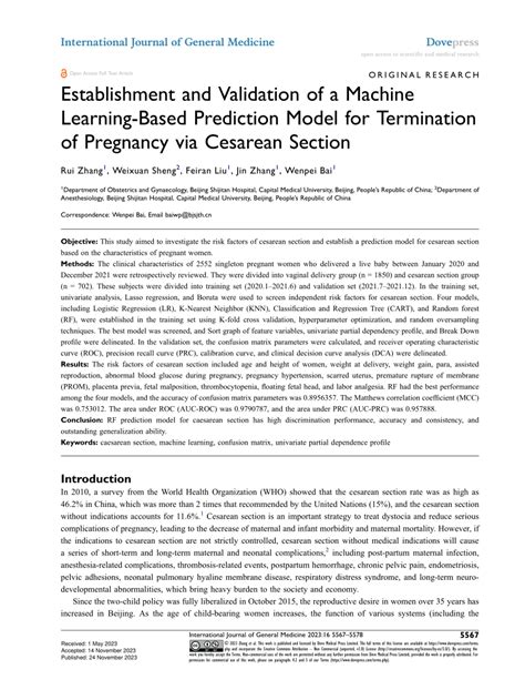 Pdf Establishment And Validation Of A Machine Learning Based
