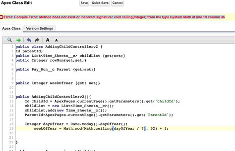 Class Error Compile Error Method Does Not Exist Or Incorrect