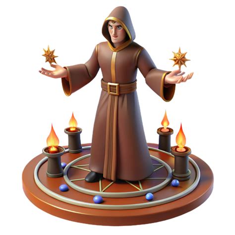 Mystic Mage Casting Spells 3D Render of Fantasy Wizard Ritual 56224312 PNG