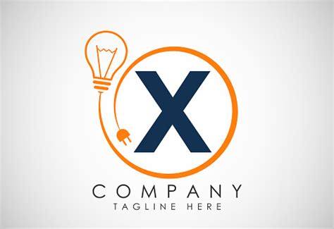 전구와 플러그가 있는 원 안의 영어 알파벳 X 전기 산업 및 기술 로고 0명에 대한 스톡 벡터 아트 및 기타 이미지 0명 개념 개념과 주제 Istock