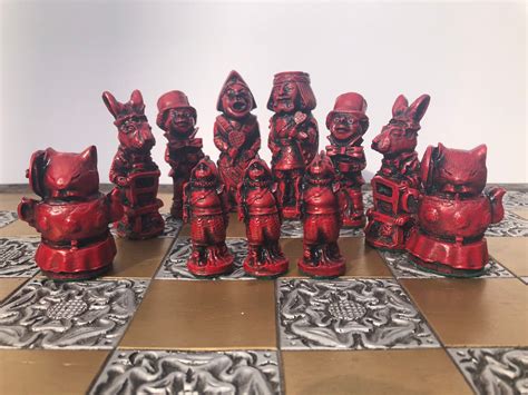 Alice In Wonderland Chess Set Through The Looking Glass Chess Set Made To Order Antique