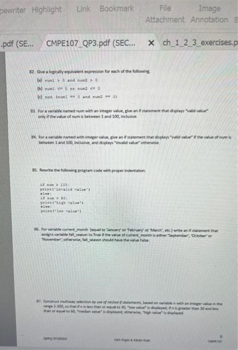 Solved 82 Give A Logically Equivalent Expression For Each
