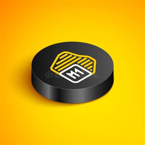 Isometric Line Processor Icon Isolated On Yellow Background CPU Central Processing Unit