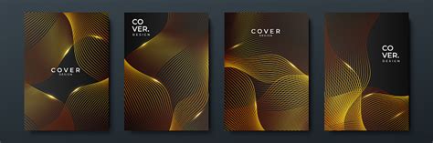 현대적인 럭셔리 블랙과 골드 라인은 추상적인 배경을 커버합니다 모던 한 블랙 스트라이프 커버 디자인 세트 초대장 웨딩 명함을