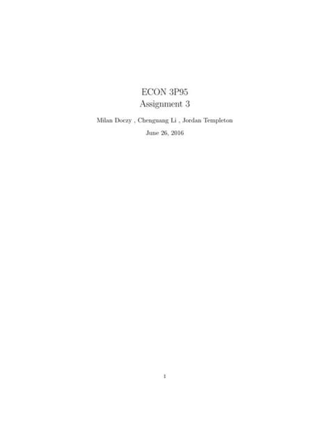 Applied Econometrics Assignment3 Pdf Physics Science