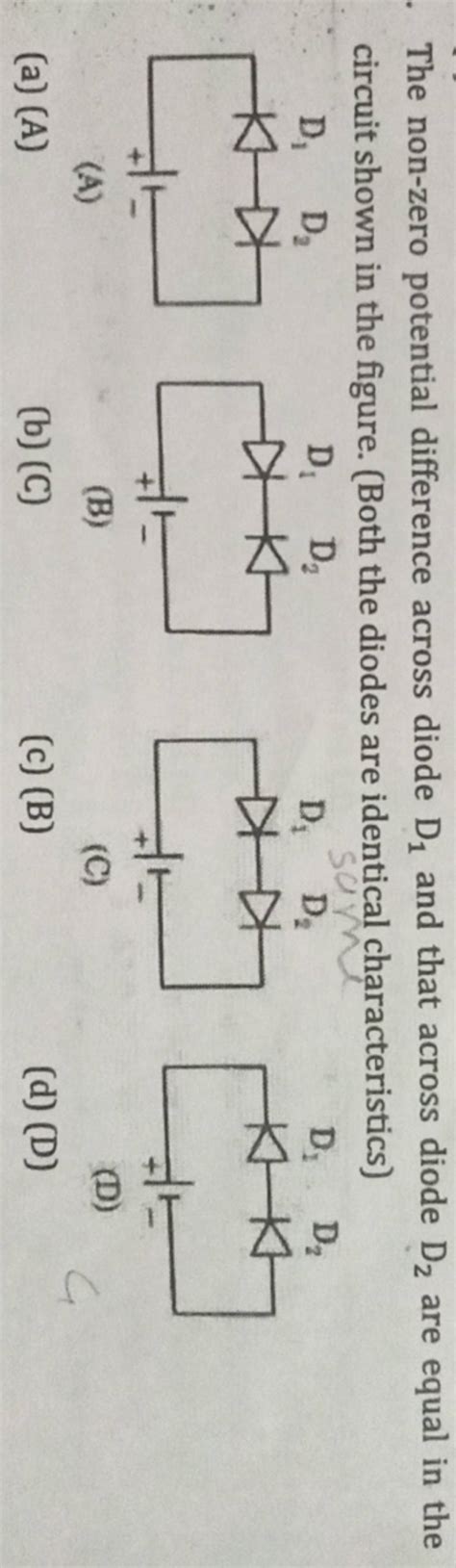 The Non Zero Potential Difference Across Diode D1 And That Across Diode