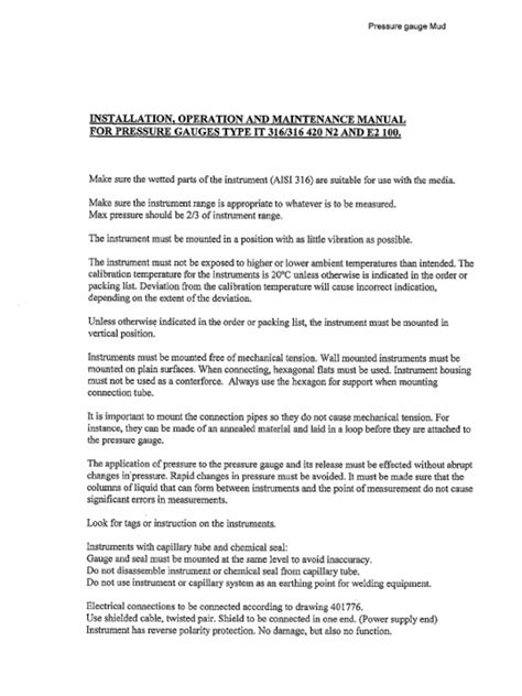 Non Ex Proof Manometer Operation Manual Mud Pdf