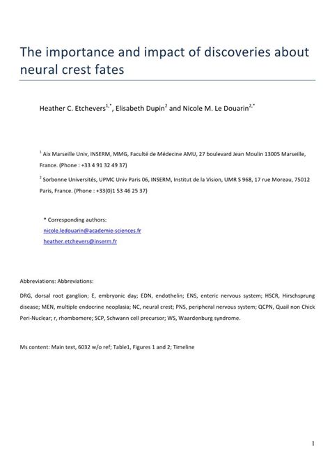 The Importance And Impact Of Discoveries About Neural Crest Fates Docslib