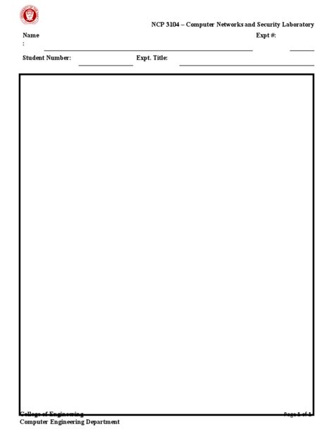 Ncp 3104 Computer Networks And Security Laboratory Name Expt Pdf