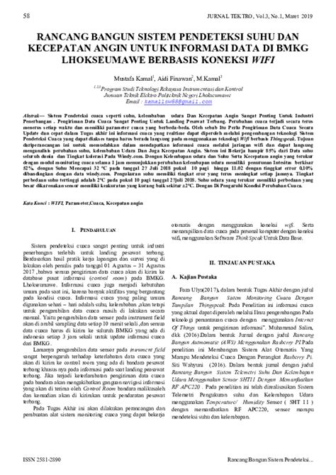 Pdf Rancang Bangun Sistem Pendeteksi Suhu Dan Kecepatan Angin Untuk Informasi Data Di Bmkg