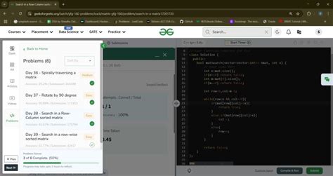 Search An Element In A Sorted Matrix With Gfg Sachin Saini Posted On