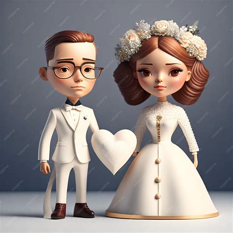 Premium Photo Illustration Of Wedding Artoon 3d Romantic Couple
