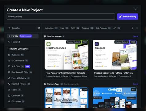 killer work by the flutterflow team this new create project