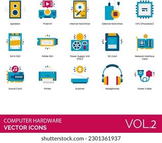 Computer Hardware Icons Including Audio Cable Stock Vector Royalty Free 2301361931 Shutterstock