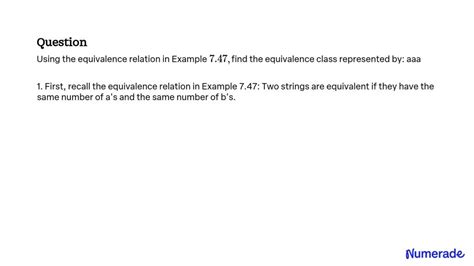 Solved Using The Equivalence Relation In Example 7 47 Find The Equivalence Class Represented By