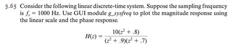 Solved 3 63 Consider The Following Linear Discrete Time