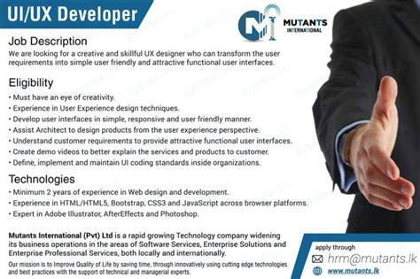 Ui Ux Designer Job Description Template